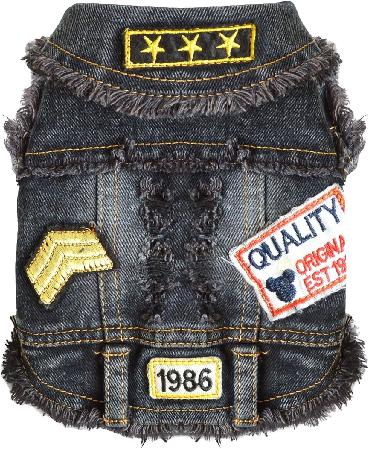 Dog Jean Jacket with D-Ring Blue Denim Coat Dogs Outfits for Small Dogs ...