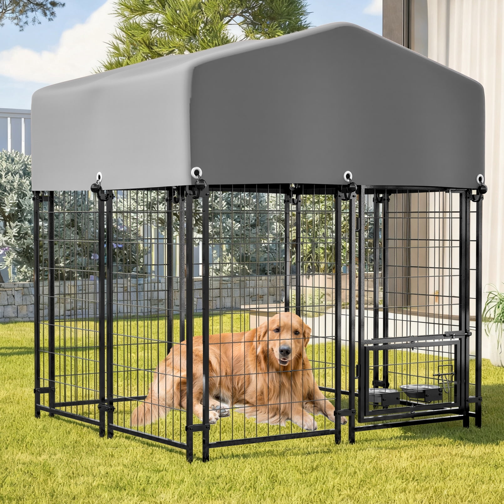 Dog Kennel Outdoor 4.23'x3.83'x4.83', Dog House with Lock, Waterproof ...