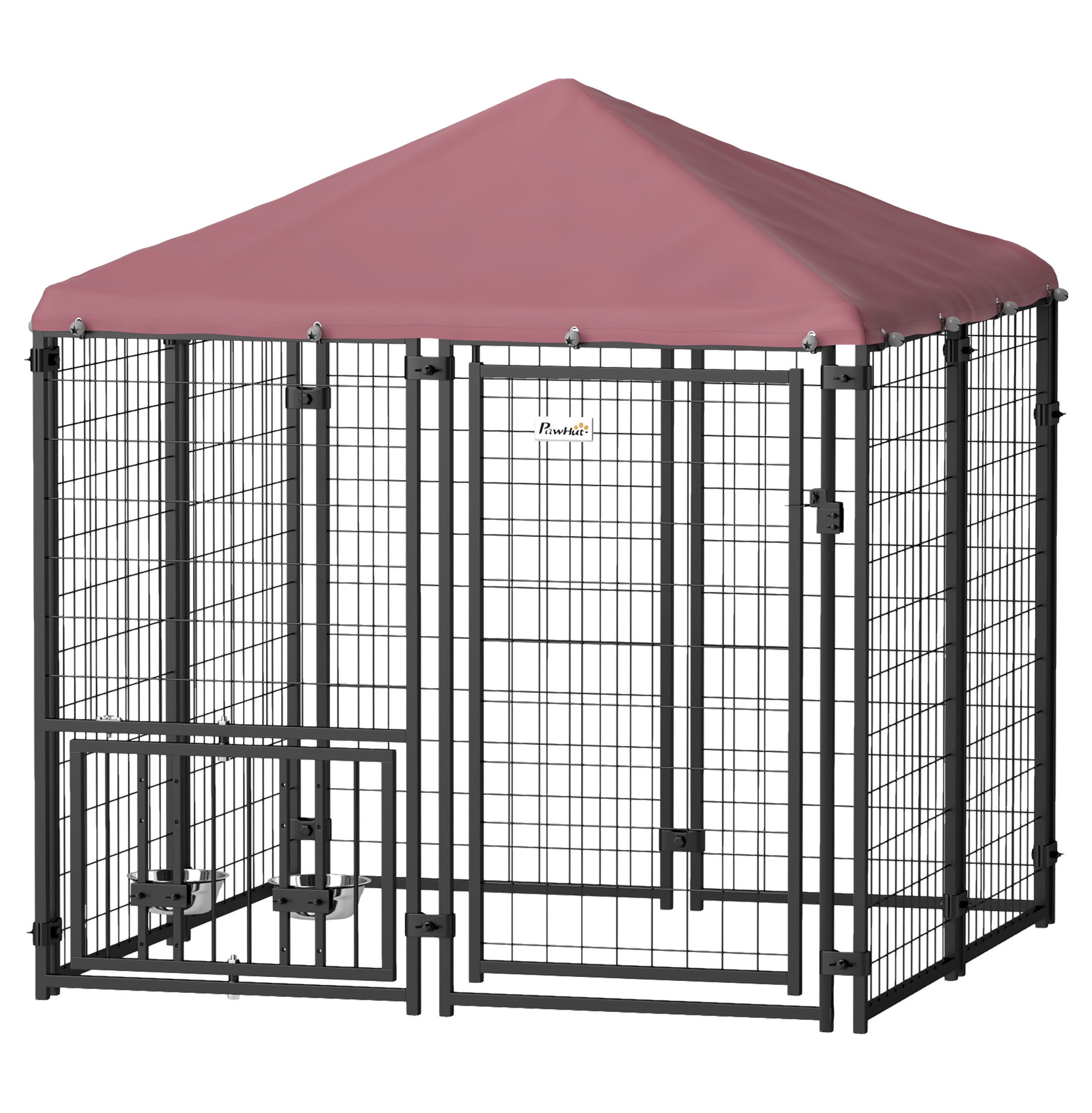 Dog Kennel Outdoor, 4.6'x4.6'x5' Welded Wire Run, Waterproof Cover ...