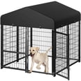 Dog Kennel Outdoor, Outside Dog Kennel with Roof & Removable Doggy Door ...