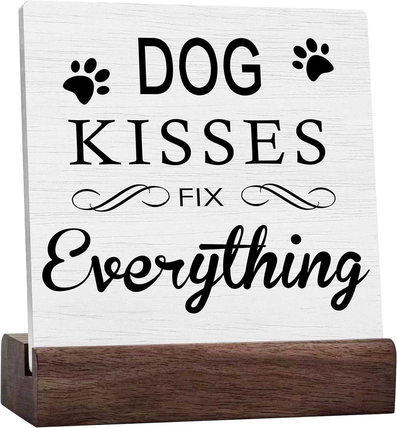 Dog Kisses Fix Everything White Ceramic Desk Signs, Dog Mom Ceramic ...