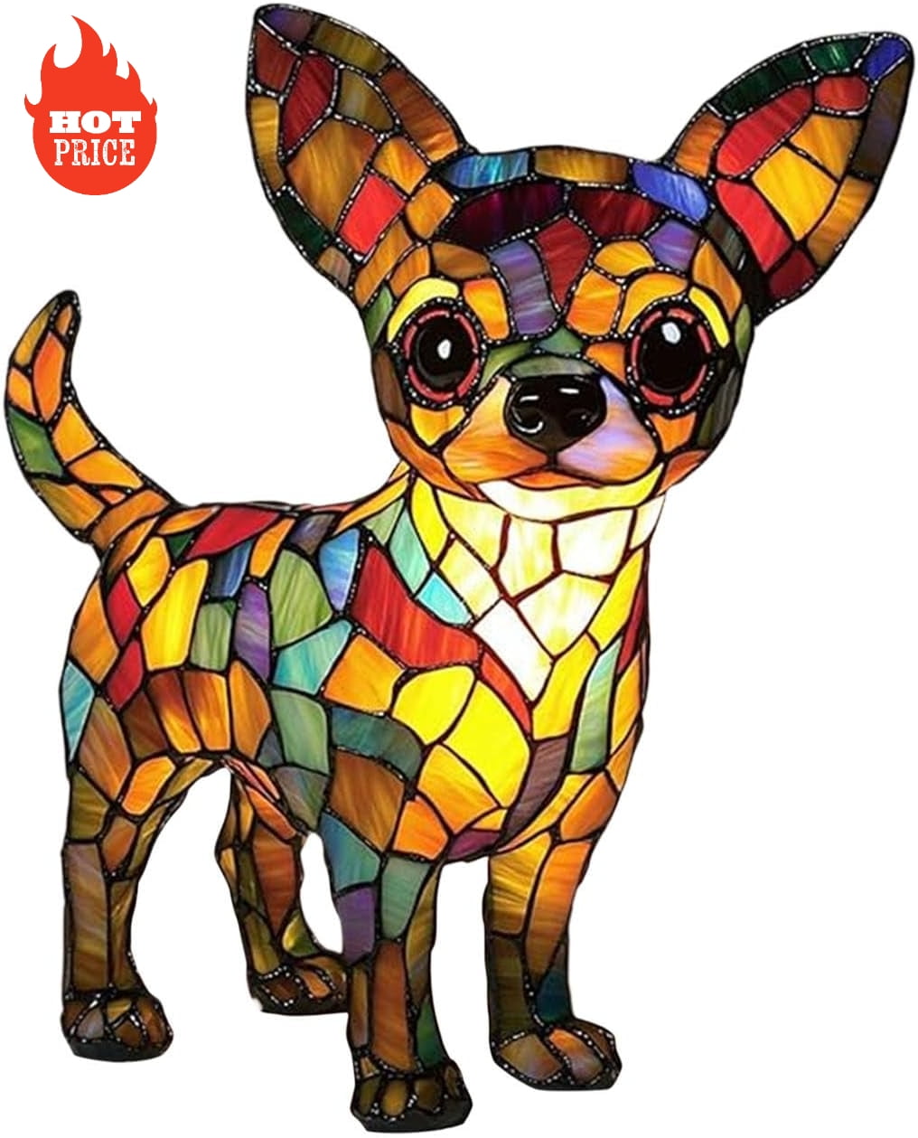 Dog Lamp Stained Glass, Retro Cat Stained Resin Tabletop Night Light ...