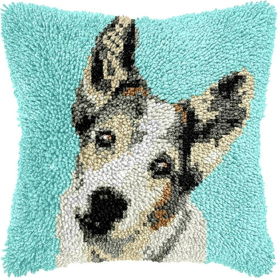 Dog Latch Hook Kits Pillow DIY Pillowcase Crochet Hook Cushion Making ...