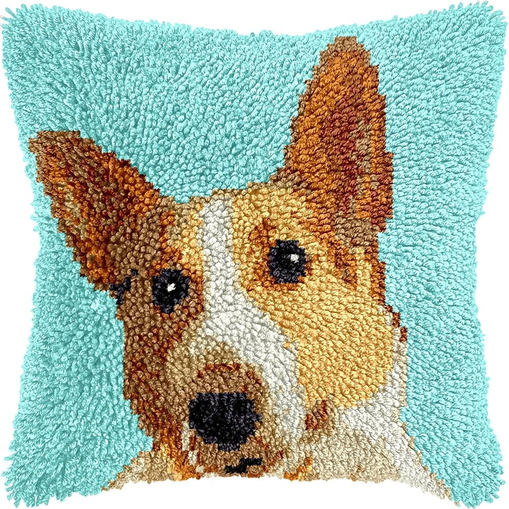 Dog Latch Hook Pillow Kits Pillow Cover Pattern Printed Canvas Knitted ...