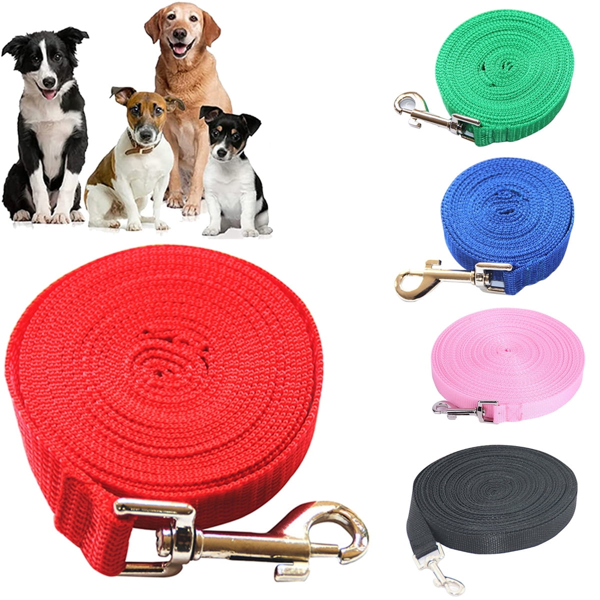 Dog Leash, 10FT 20FT 33FT 50FT 66FT Long Lead Nylon Leash with Swivel ...