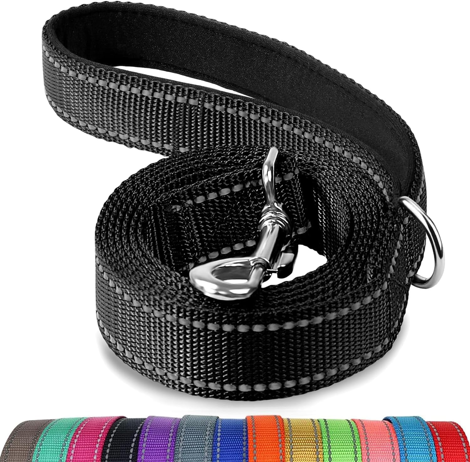 Dog Leash, 6 FT Double-Sided Reflective, Padded Handle Nylon Heavy Duty ...