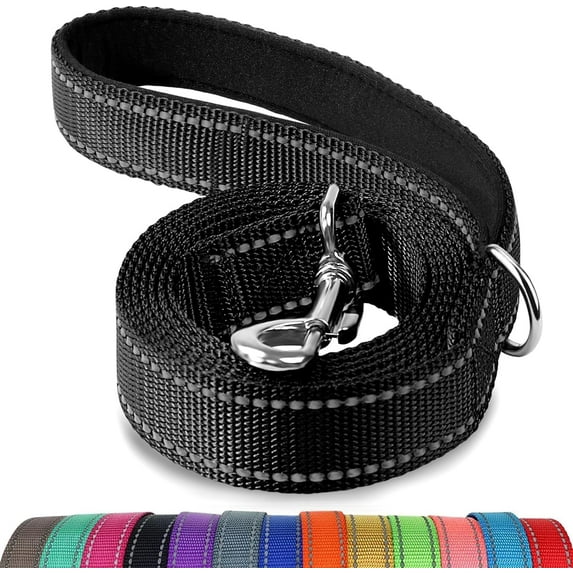 Dog Leash, 6 FT Double-Sided Reflective, Padded Handle Nylon Heavy Duty ...