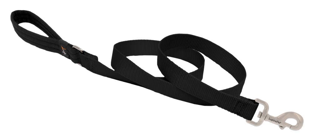 Dog Leash by Lupine in 1" Wide Black 6-Foot Long with Padded Handle ...