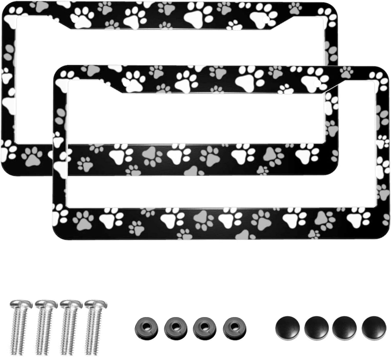 Dog License Plate Frame 2 Pcs Personalized Dog Print Design License ...