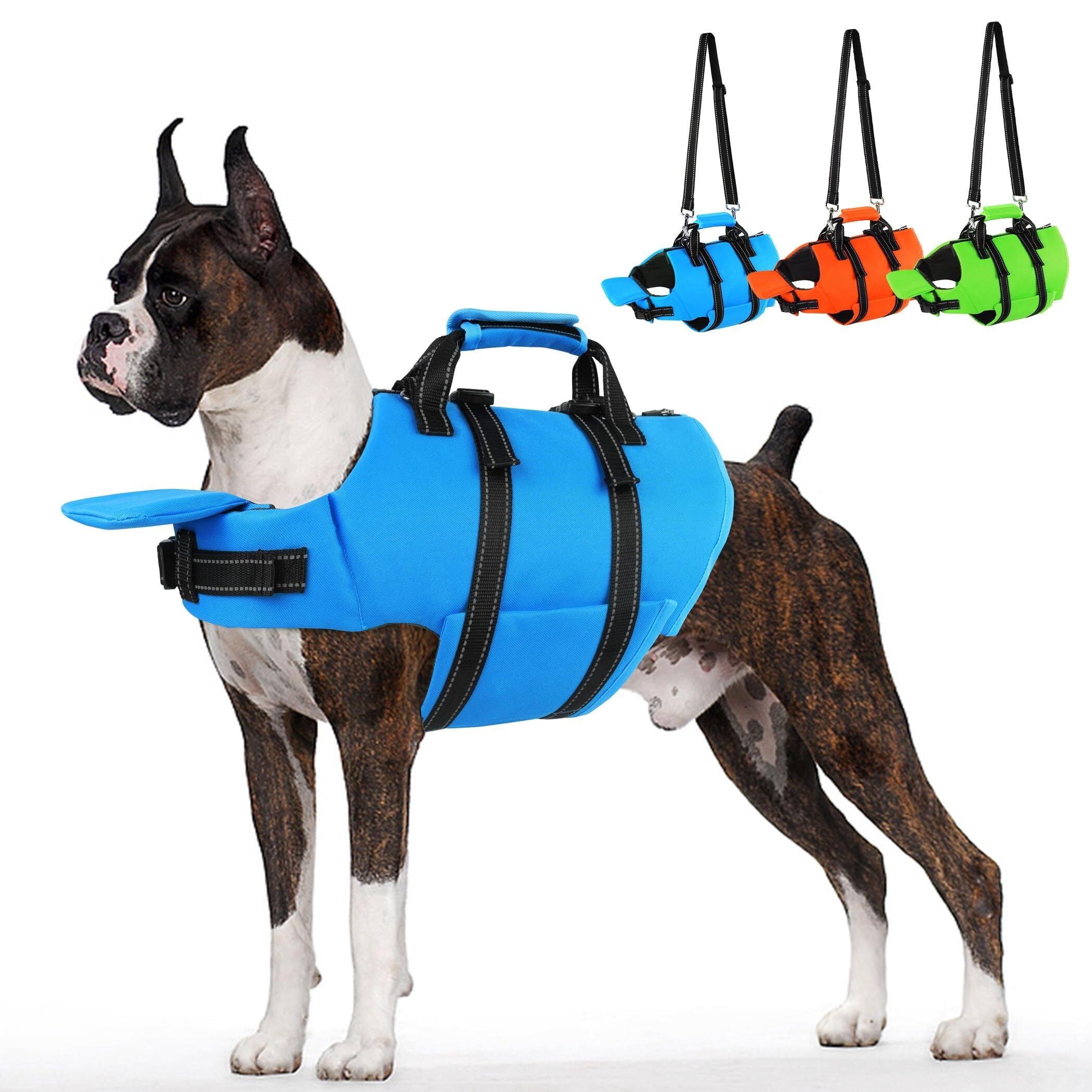 Dog Life Jacket with 4ft Leash, Reflective Pet Life Vest with Zipper ...