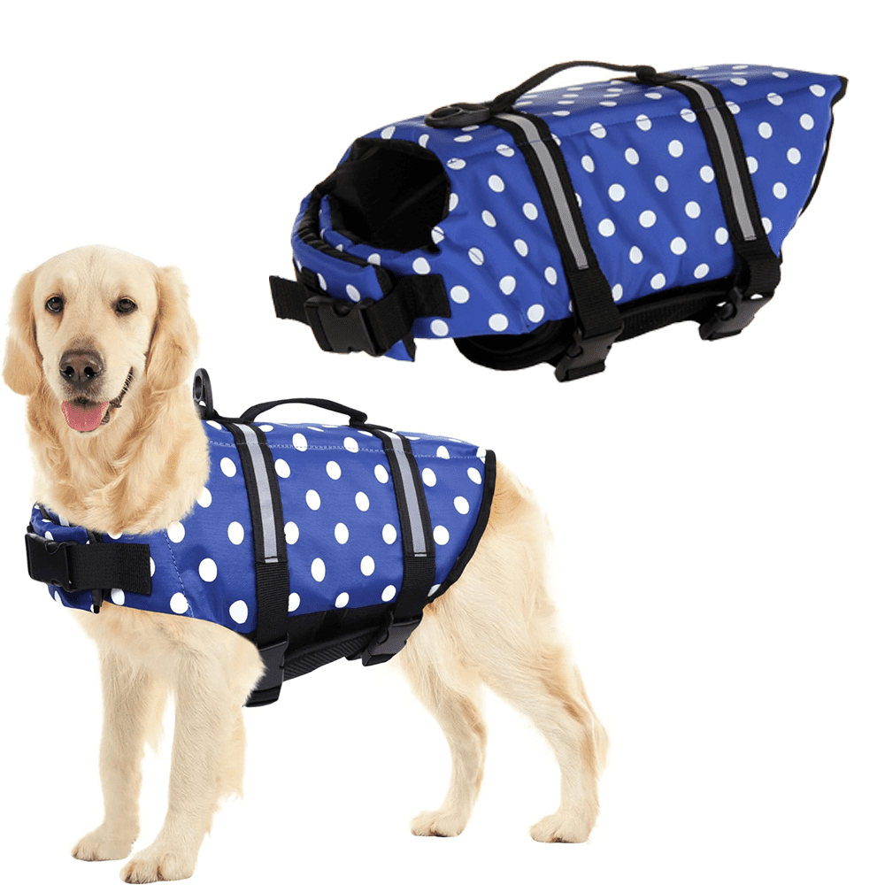 Dog Life Jacket, Adjustable Doggie Life Jacket Pet Life Preserver With ...