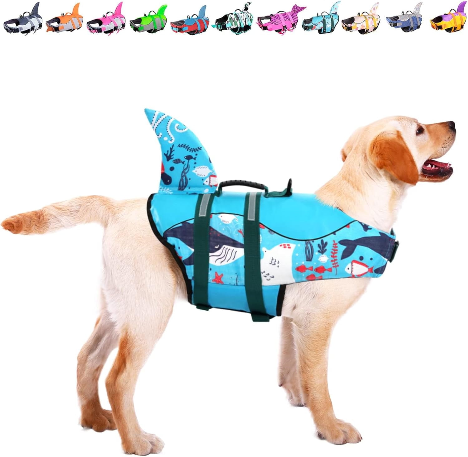 Dog Life Jacket - Pet Safety Vest for Swimming & Boating, Shark Life ...
