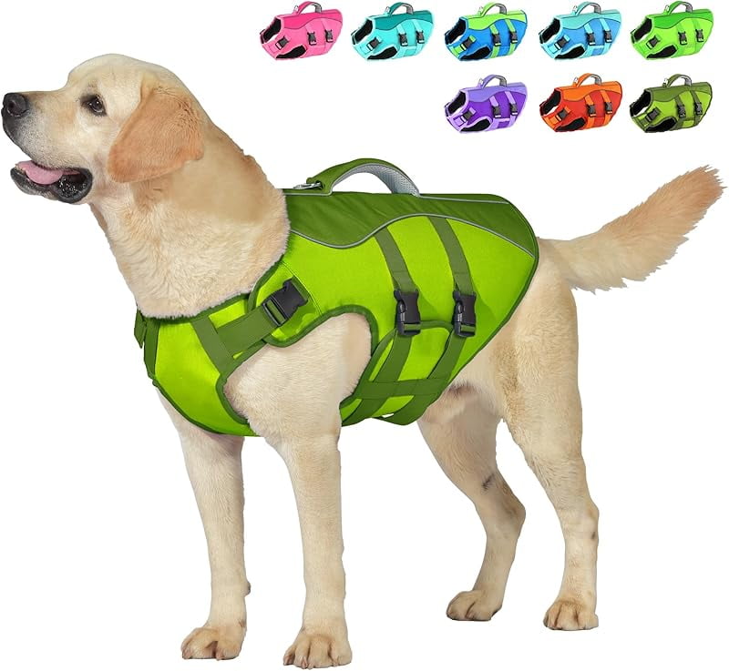 Dog Life Jacket, Reflective Dog Harness Life Vest with Rescue Handle ...