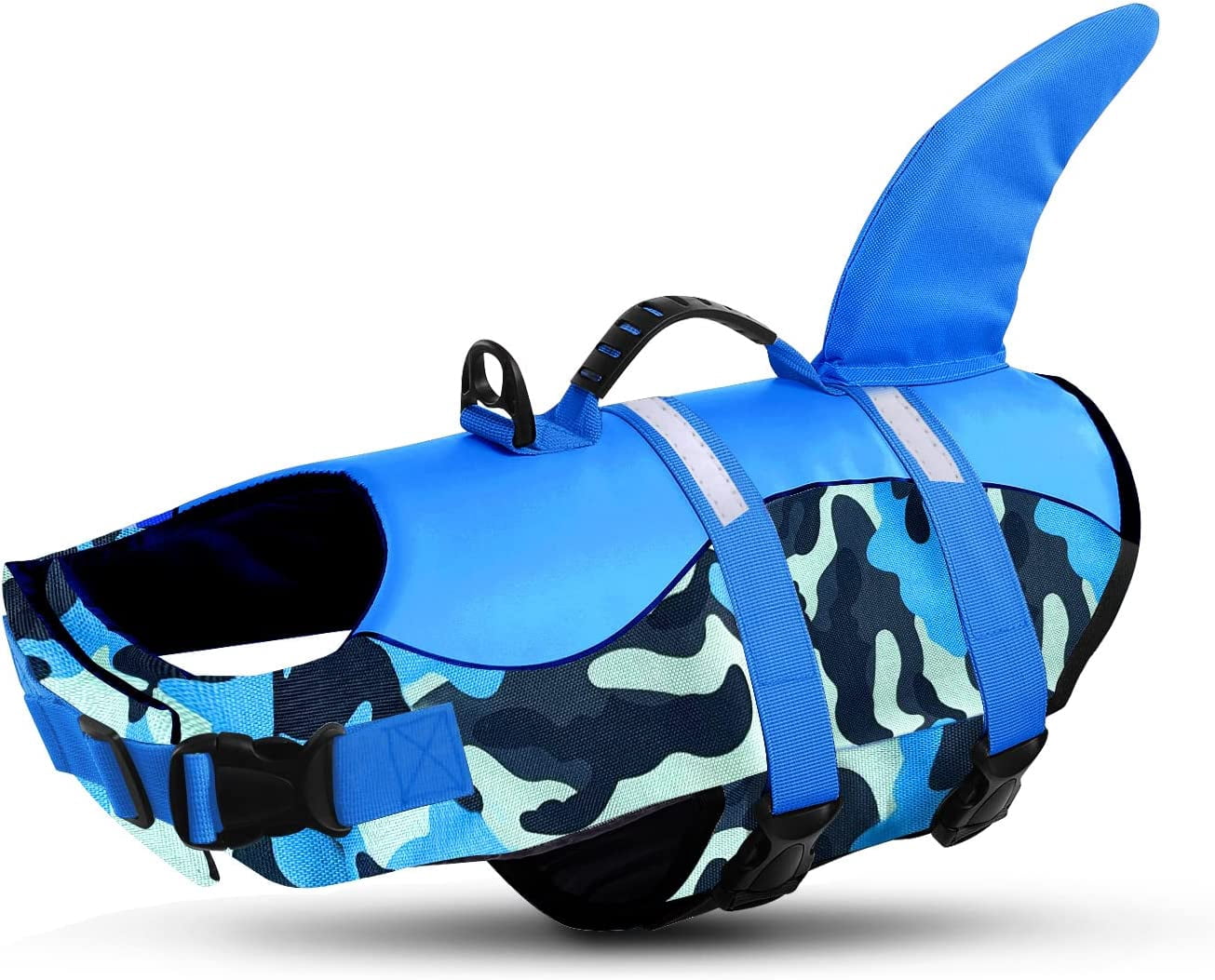 Dog Life Jacket Ripstop Dog Shark Safety Vest Adjustable Preserver with ...