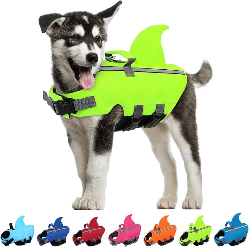Dog Life Jacket Shark Life Vest for Dogs, Adjustable Swmming Vest with ...