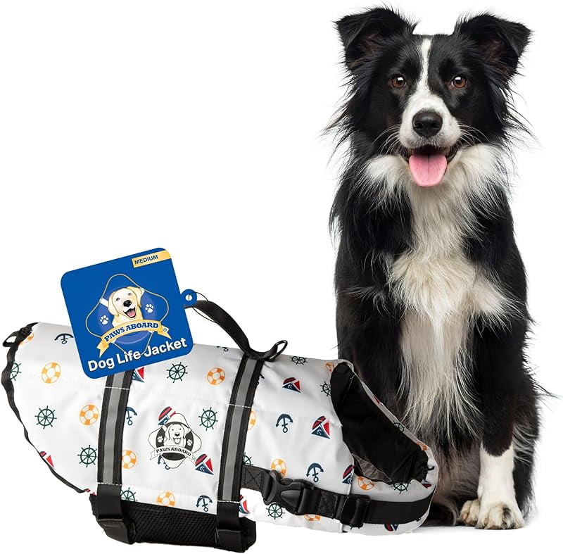 Dog Life Jacket - Swimming Vest for Dogs, Adjustable, Reflective ...