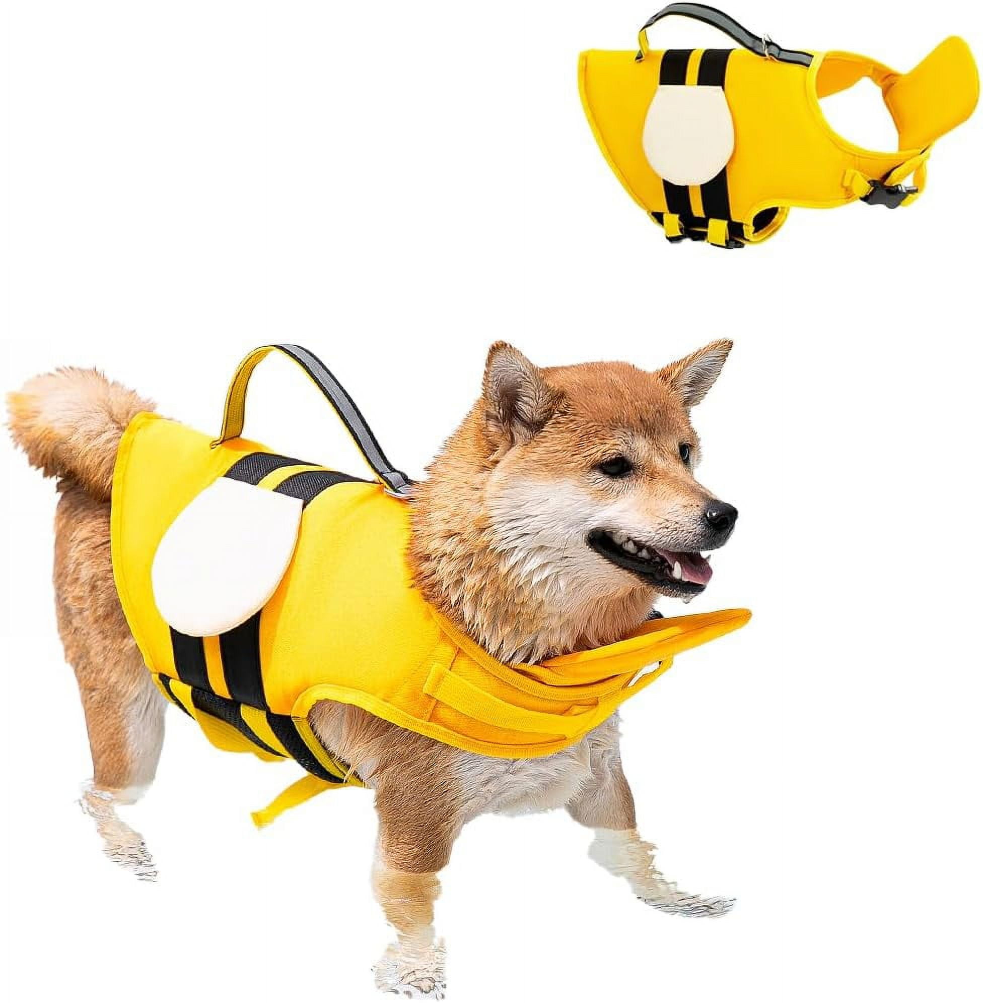 Dog Life Jacket with Cute Bee Design, Extra Chin Support, Reflective ...