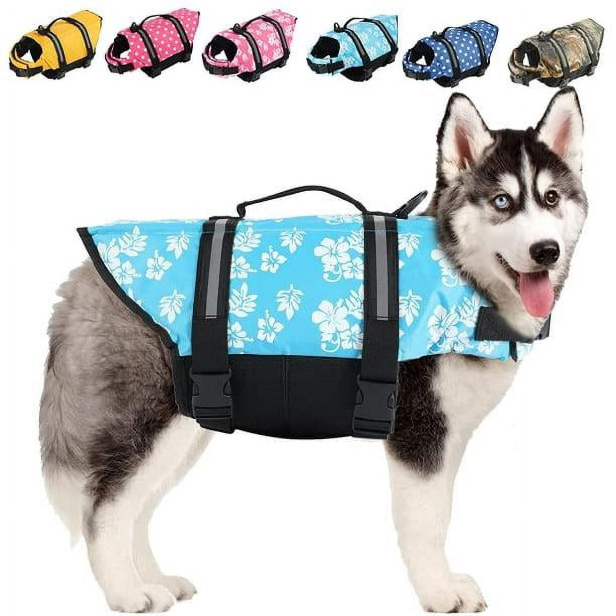 Dog Life Jackets, Reflective & Adjustable Preserver Vest with Enhanced ...