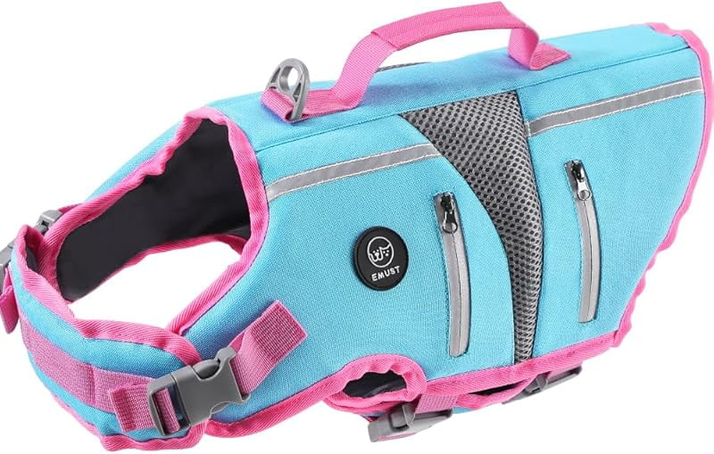 Dog Life Vest, Adjustable Large Dog Safety Vest with Reflective Stripes ...