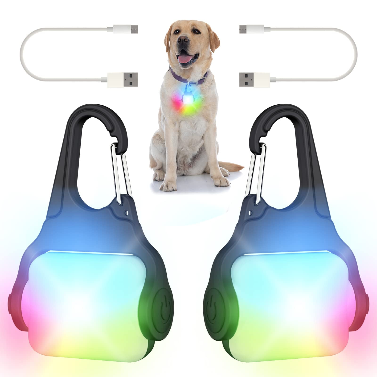 Dog Lights for Night XEF1 Walking - Color Changing Dog Collar Light, 4 ...