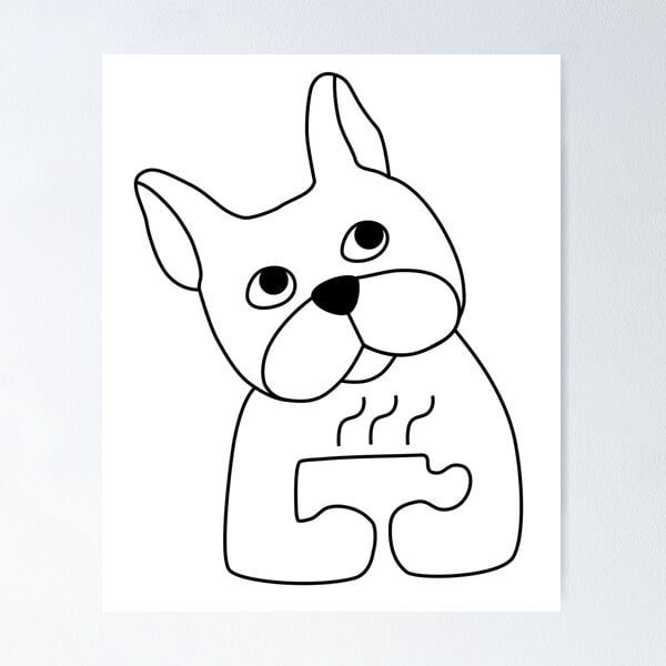 Dog Line Drawing Cartoon Poster Wall Art, Modern Wall Decor For Living ...