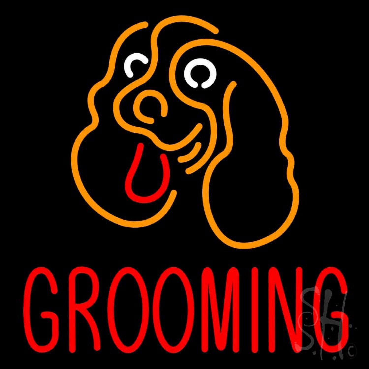 Dog Logo Grooming Block LED Neon Sign 16" Tall x 16" Wide - inches ...