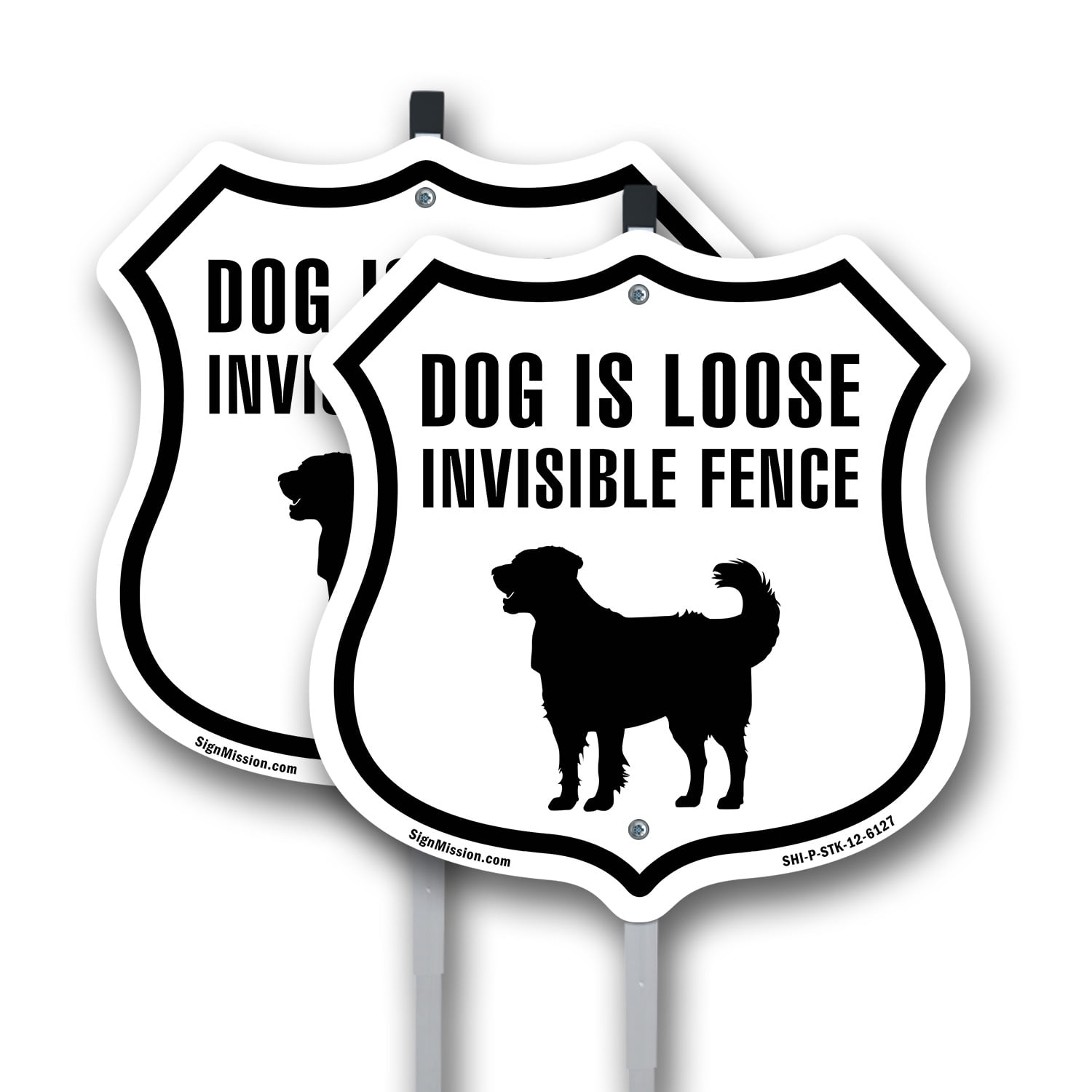 Dog Is Loose Invisible Fence (2 Pack) 12 inch X 12 inch Shield Shaped ...