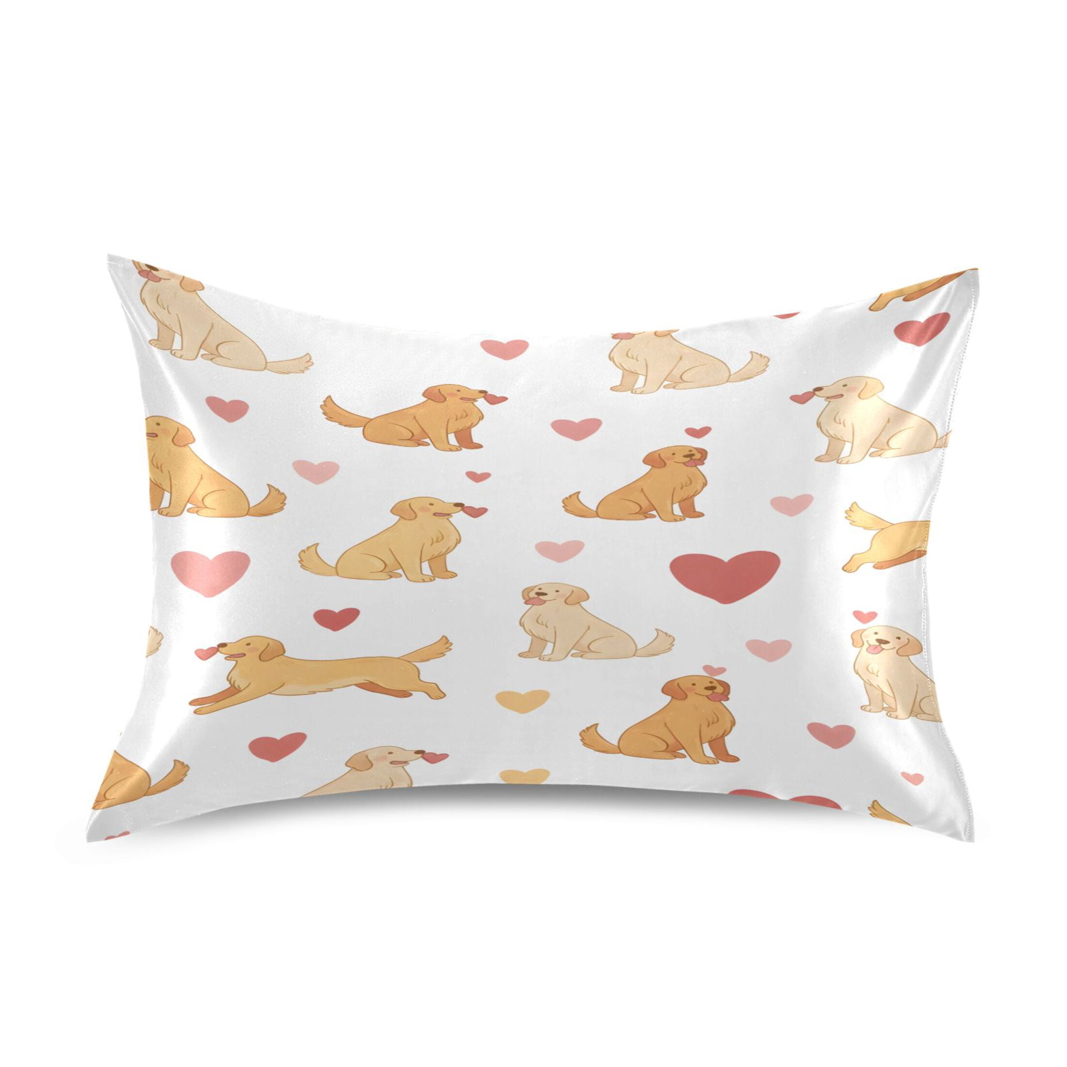Dog Love Pattern King Size Satin Pillowcase 40''x20'' Double-Sided ...