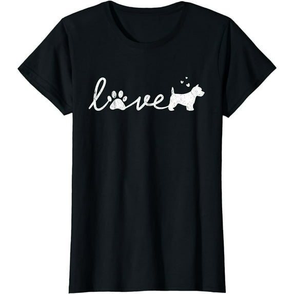 Dog Love Paw Print and Scottish Terrier Design Womens Tshirt Unisex Tee ...