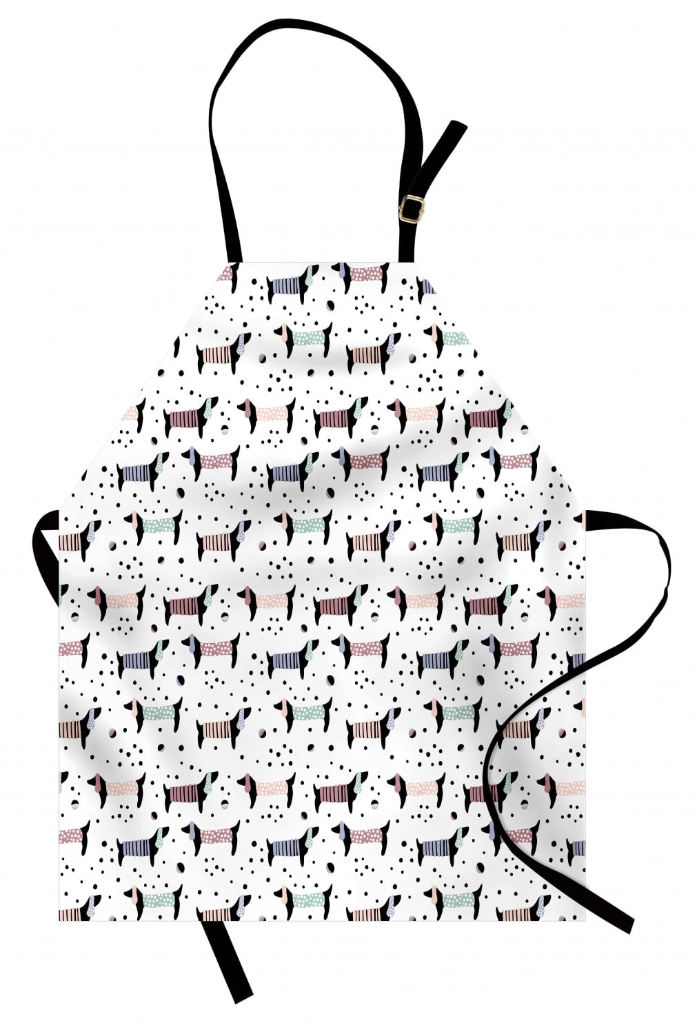 Dog Lover Apron Abstract Hand Drawn Dachshund Puppy Silhouettes with ...