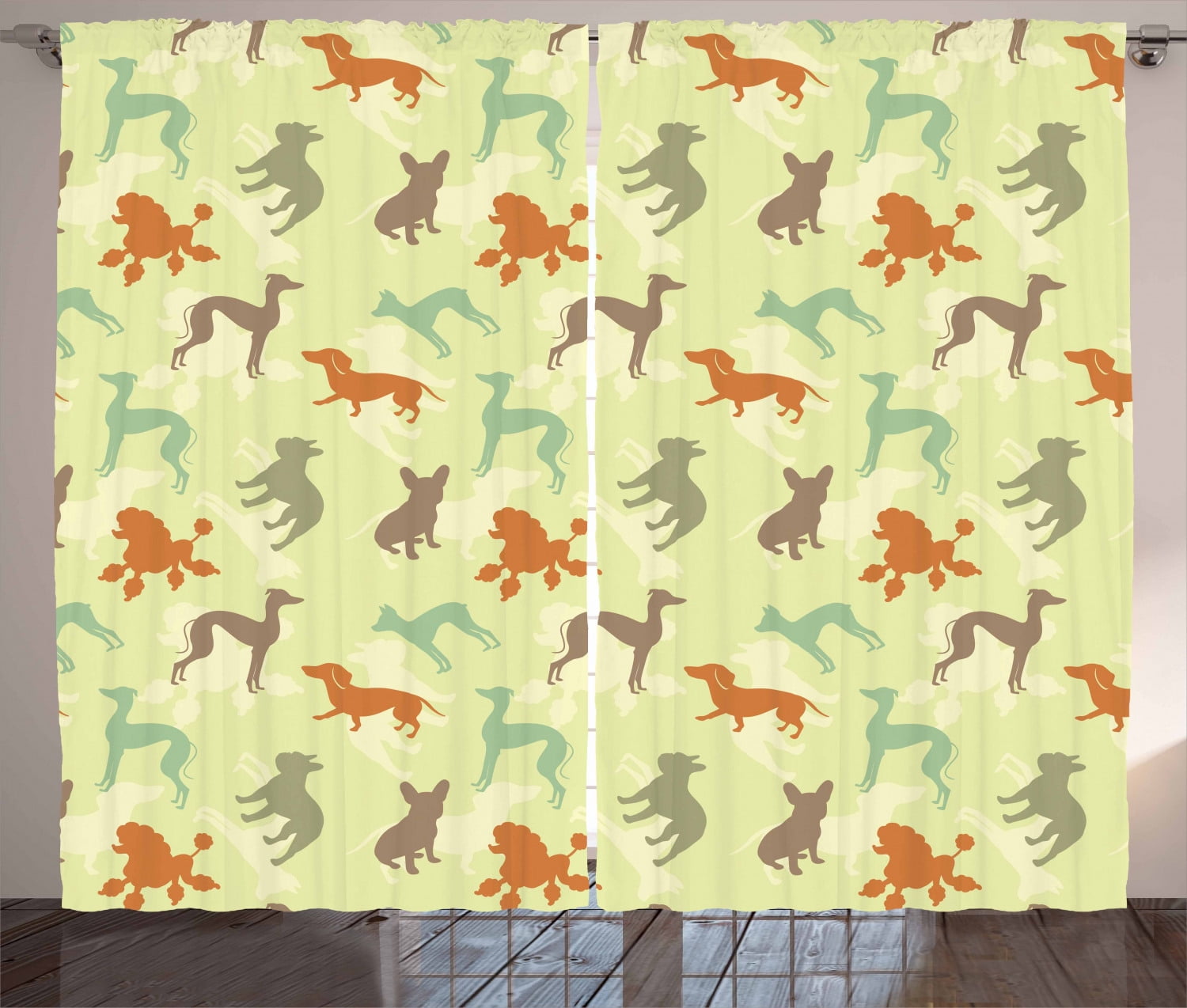 Ambesonne Dog Lover Curtains 2 Panel Set, Pure Breed Animals, 108" x 84 ...