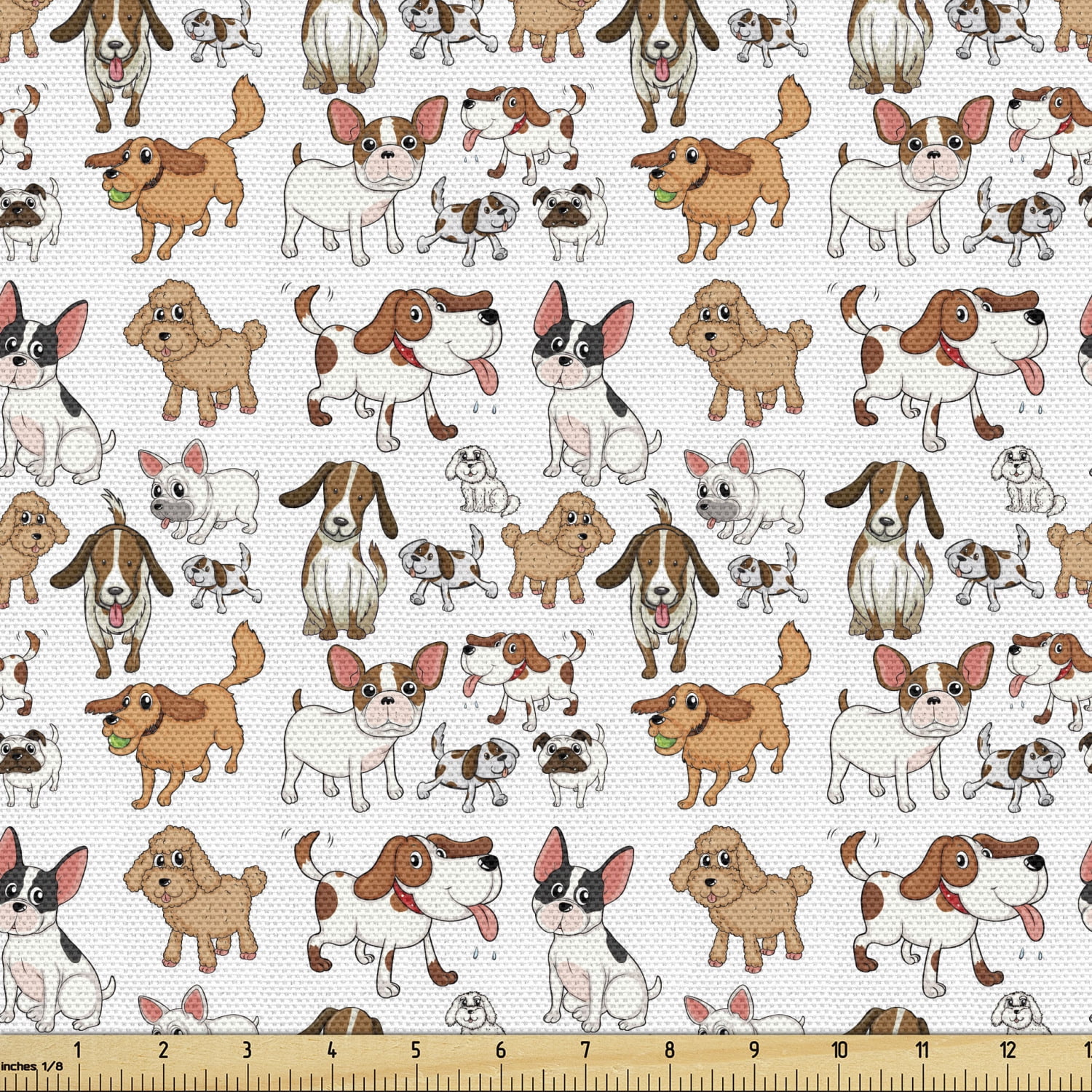 Ambesonne Dog Lover Fabric by the Yard Upholstery, Various Domestic ...