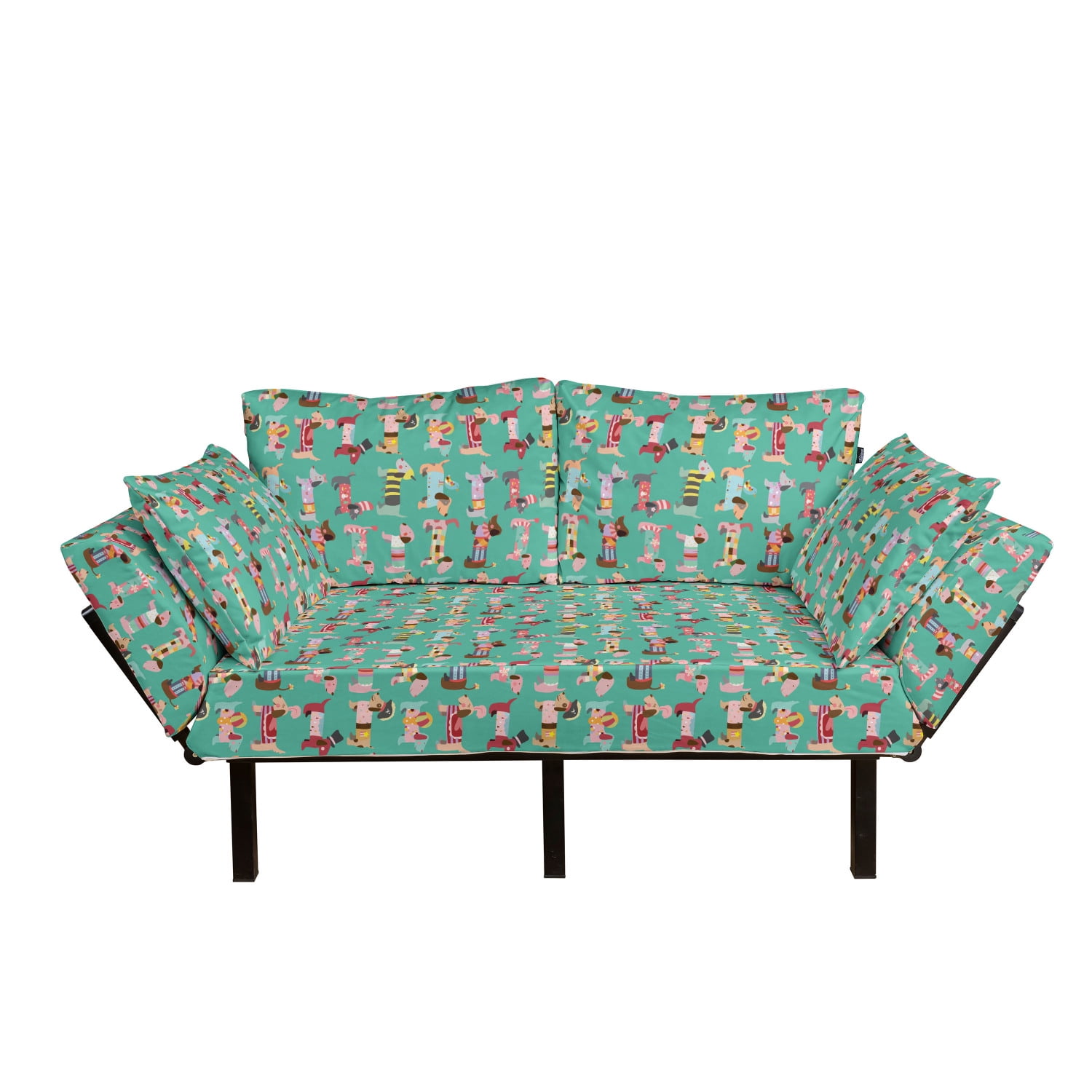 Dog Lover Futon Couch, Abstract Puppy Pattern Human Clothing Fun Dress ...