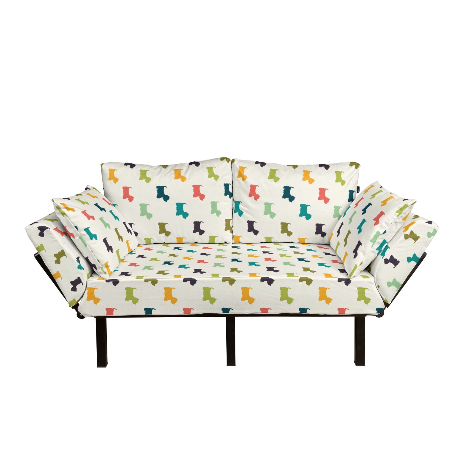 Dog Lover Futon Couch, Polka Dotted Animal Silhouettes English Terriers ...