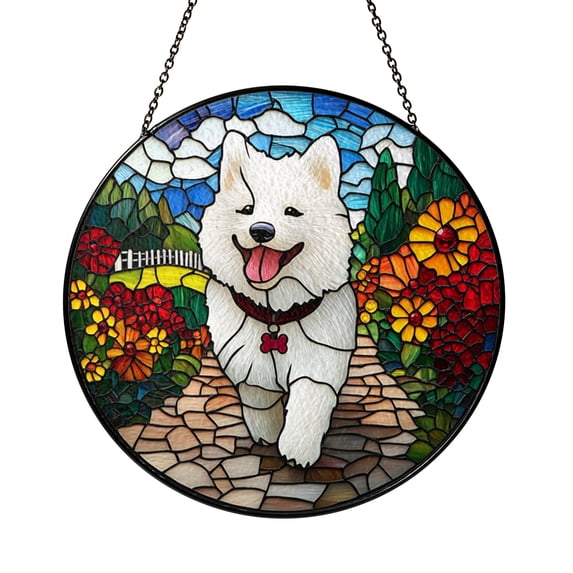 Dog Lover Glass Suncatcher, Stained Glass Effect Window Art, Sweet Home ...