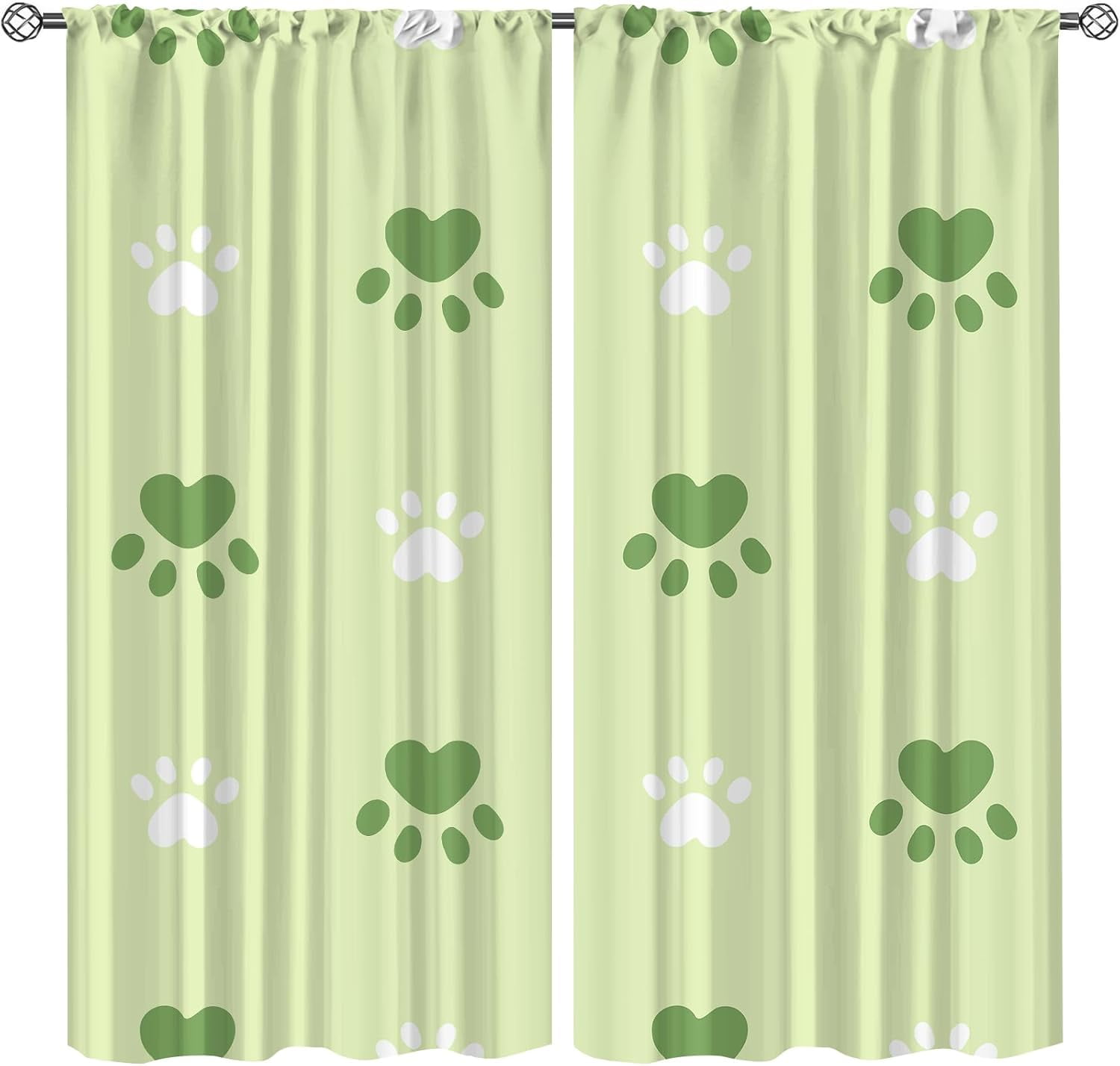 Dog Lover Kitchen Dining Room Curtains, Children Drawing Animal Paw ...