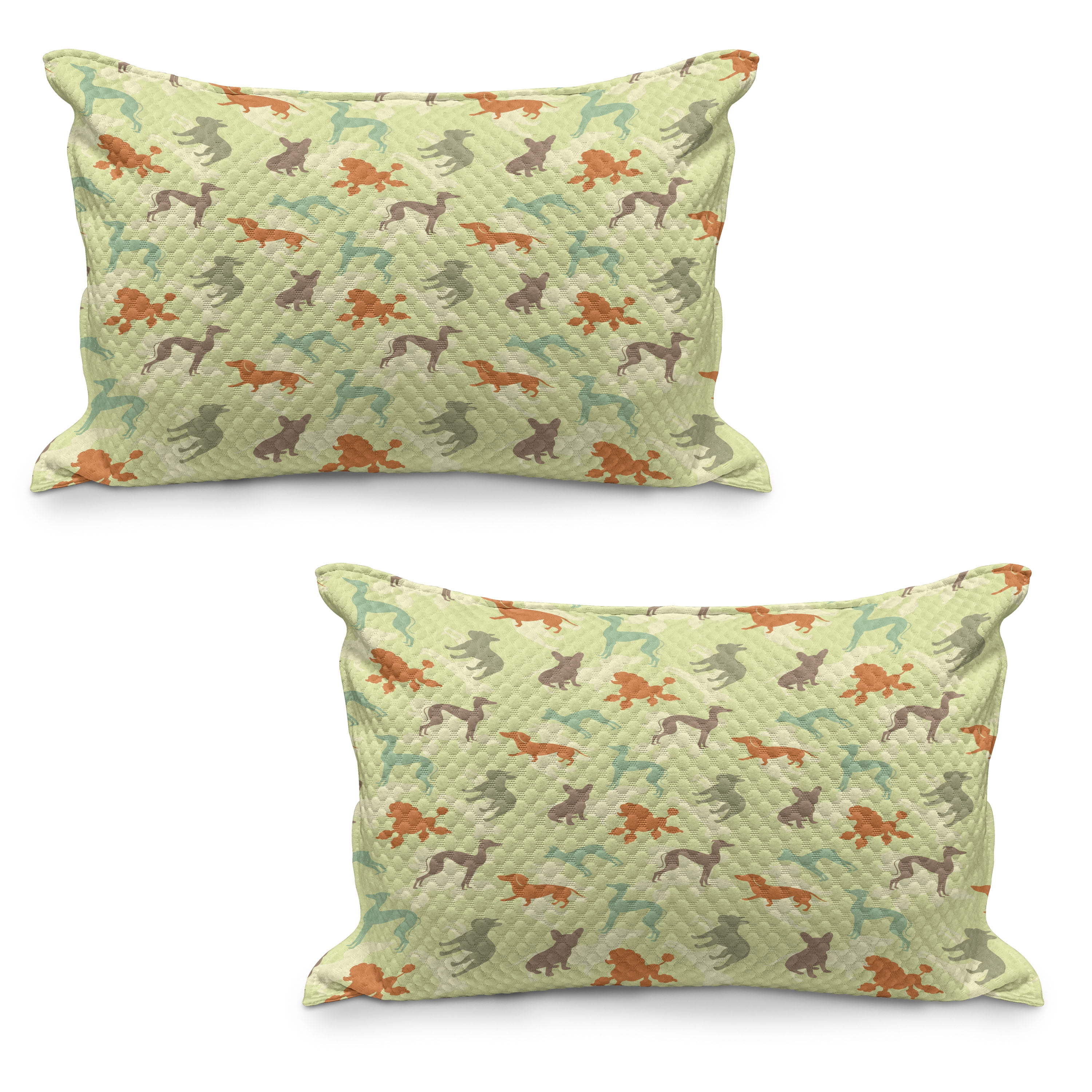 Dog Lover Quilted Pillowcover Set of 2, French Bulldog Greyhound Poodle ...