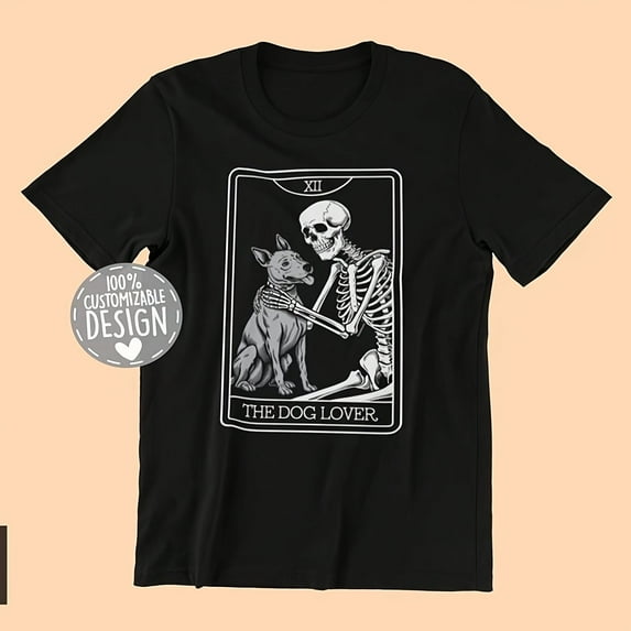 Dog Lover Tarot rd T-S1Hirt, Halloween Skeleton Graphic , Gothic Dog ...