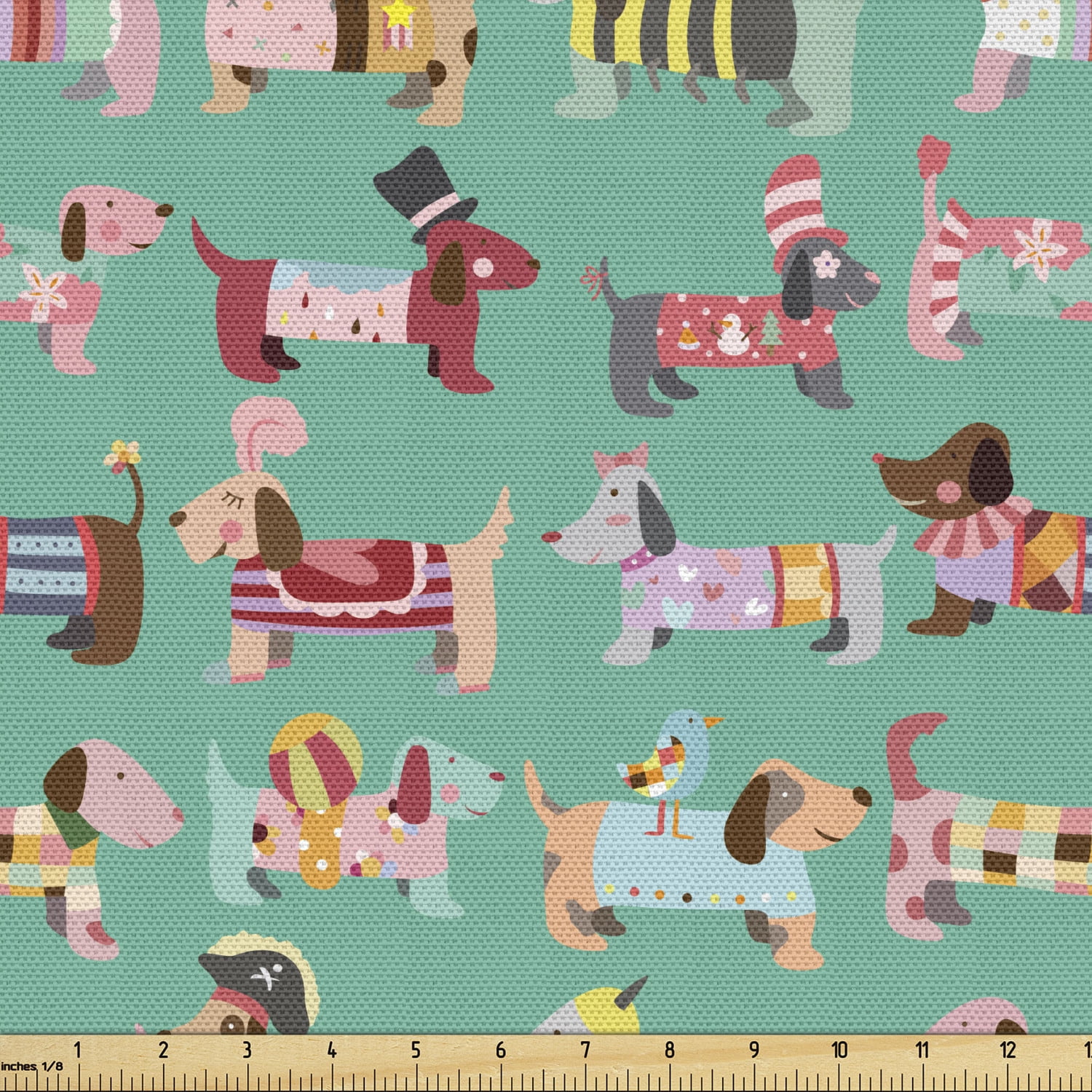 Dog Lover Upholstery Fabric by the Yard, Abstract Puppy Pattern Human ...