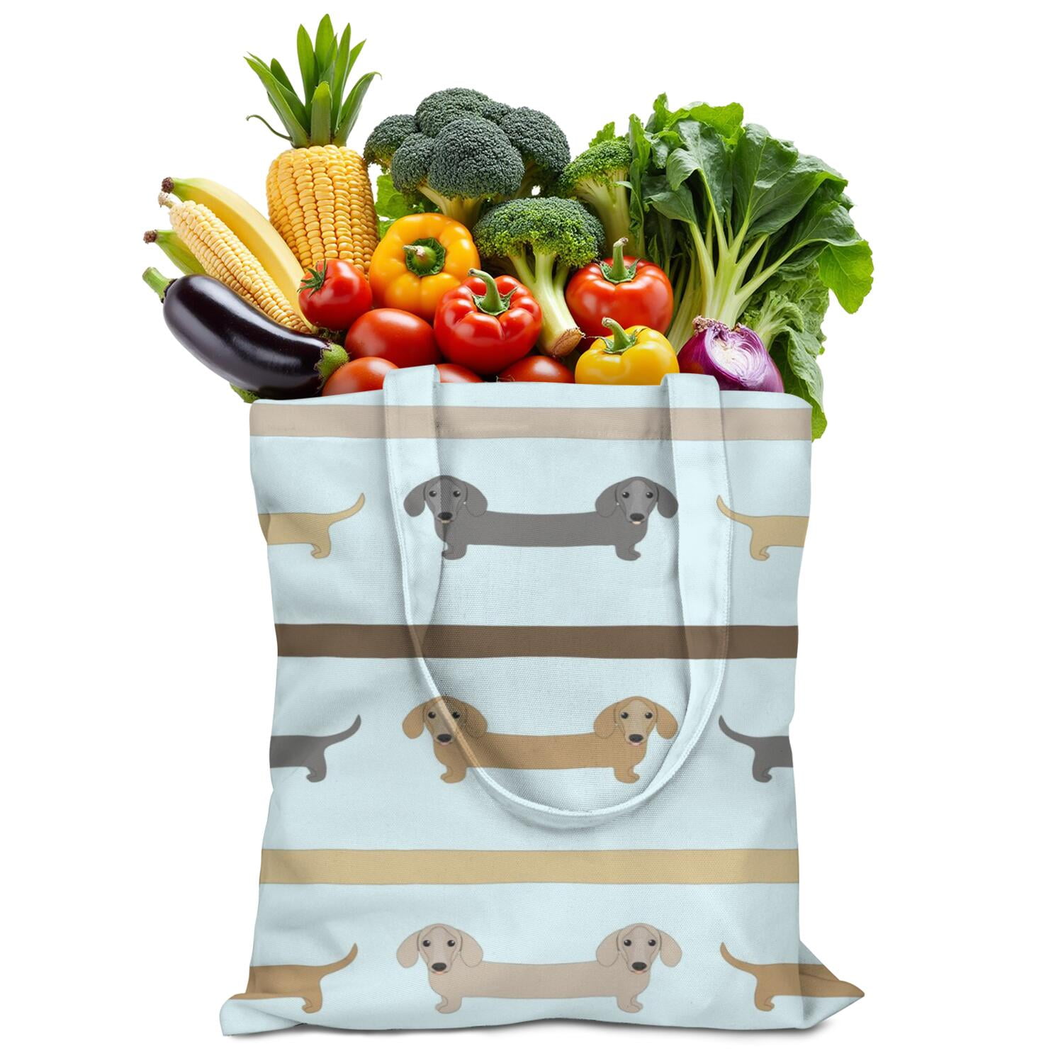 Dog Lovers Canvas Bag – Cute Canine and Paw Print Pattern Reusable Tote ...