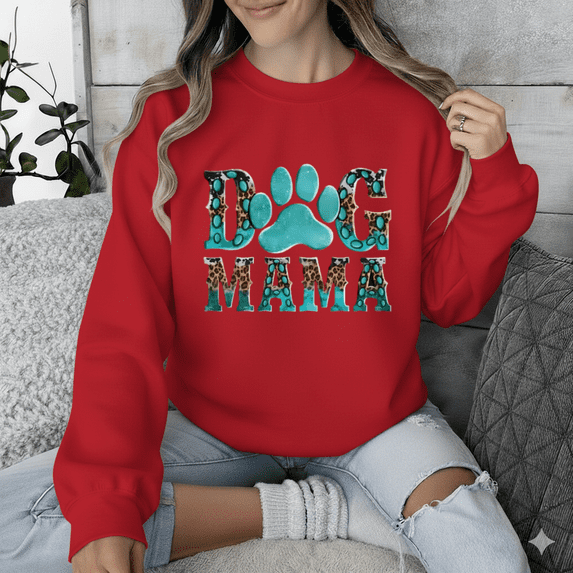 Dog Mama Bold Lettering Paw Print Cute Pet Lover Modern Graphic ...