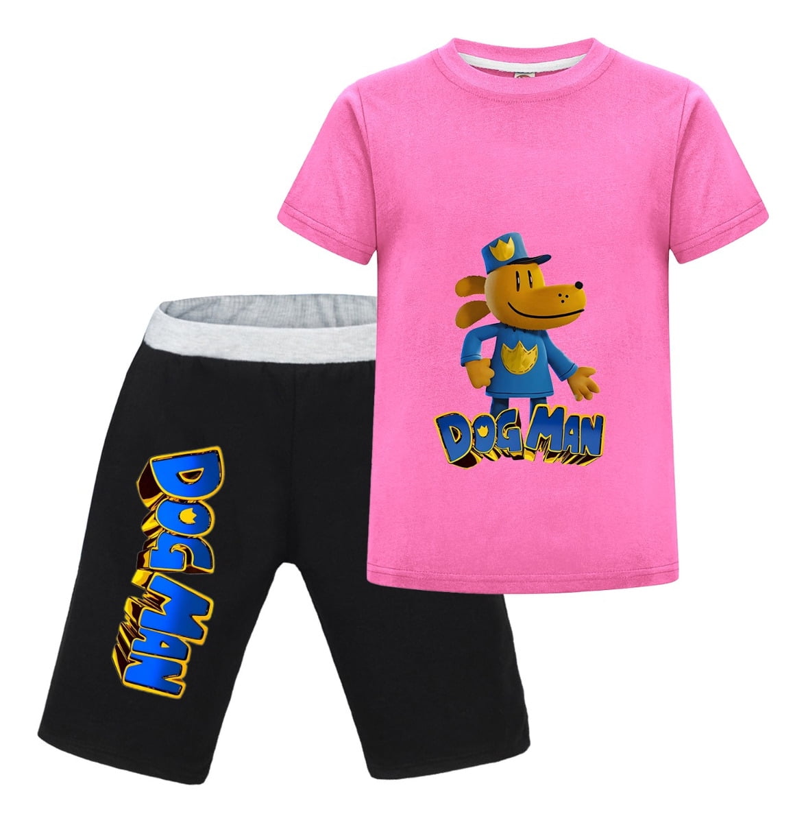 Dog Man 3D Hero Close-Up Design Kids Outfit Set – Boys Girls Short ...