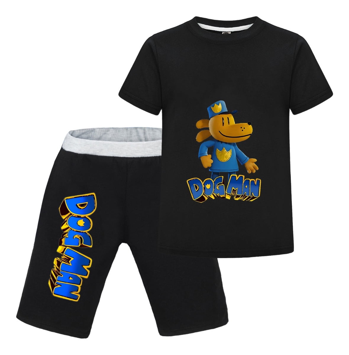 Dog Man 3D Hero Close-Up Design Kids Outfit Set – Boys Girls Short ...