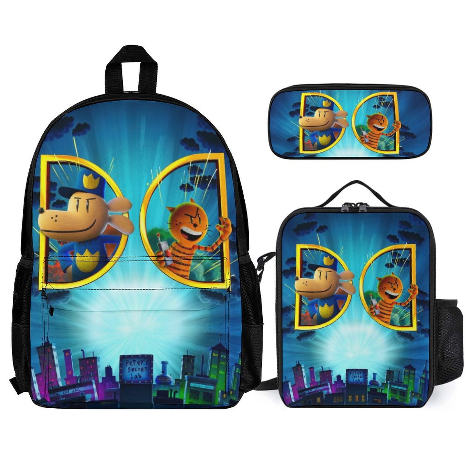 Dog Man 3Pcs BookBag Backpacks Sets with Lunch Bag And Pencil Case ...