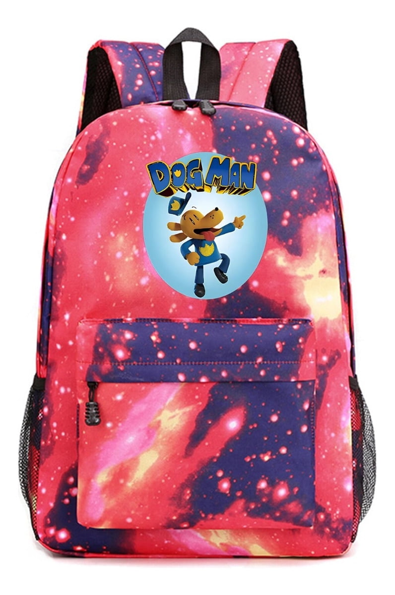 Dog Man Anime-Inspired Red Backpack with Cosmic Burst Galaxy Print ...