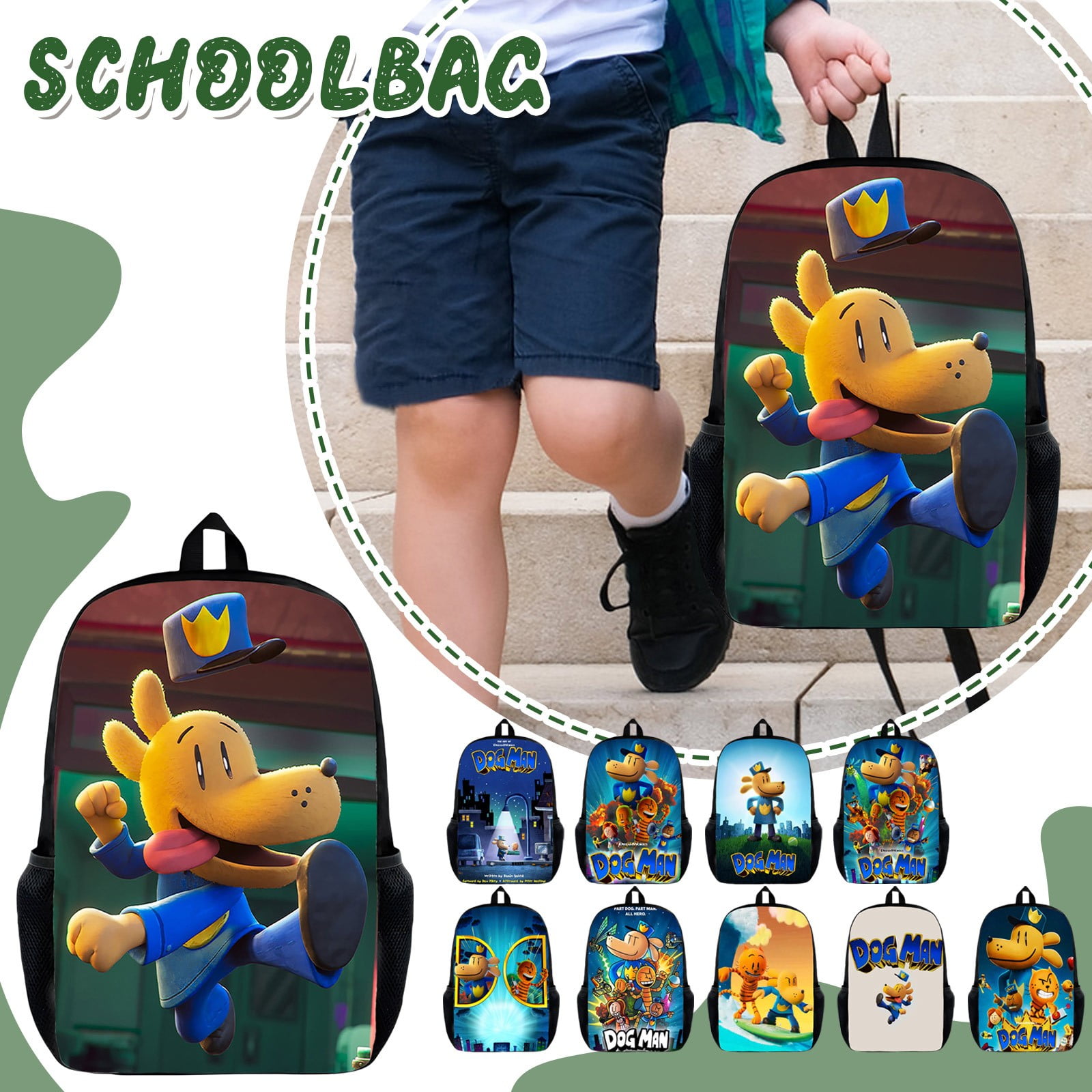 Dog Man Backpack, Book Bags, School Bag, Dog Man School Backpacks, Cute ...