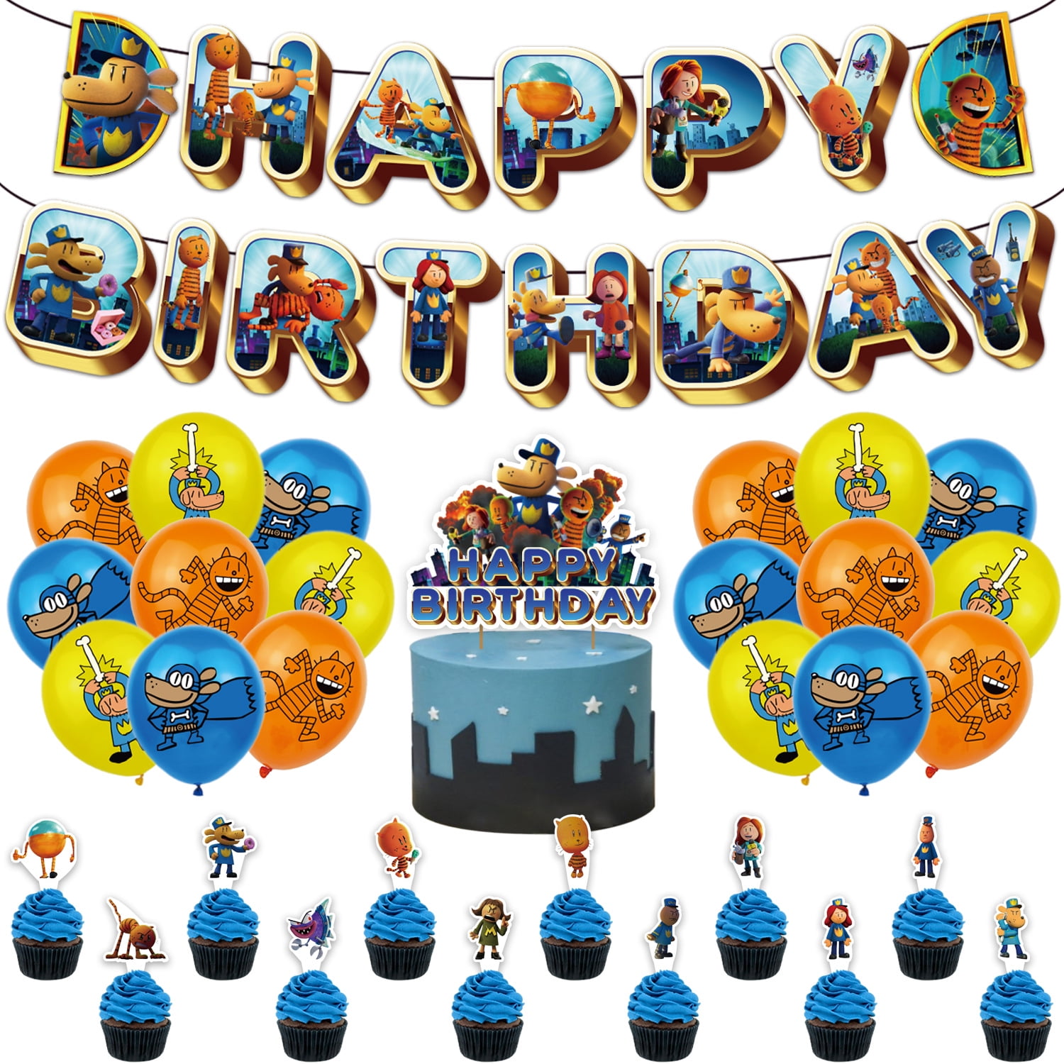 Dog Man Birthday Party Decorations Theme Birthday Party Supplies ...
