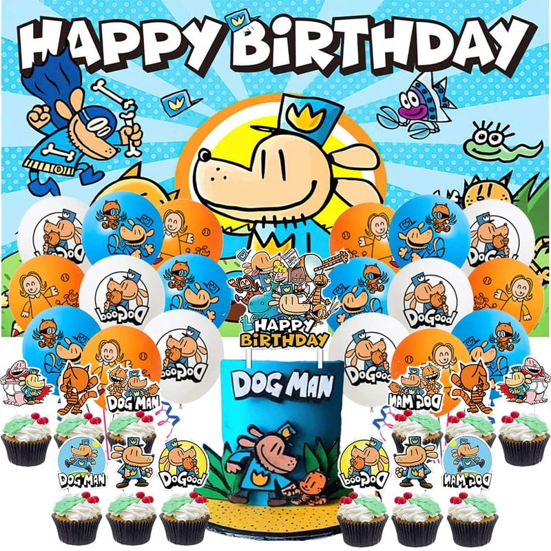 Dog Man Birthday Party Supplies for Boy Latex Balloons Kit Decorations ...