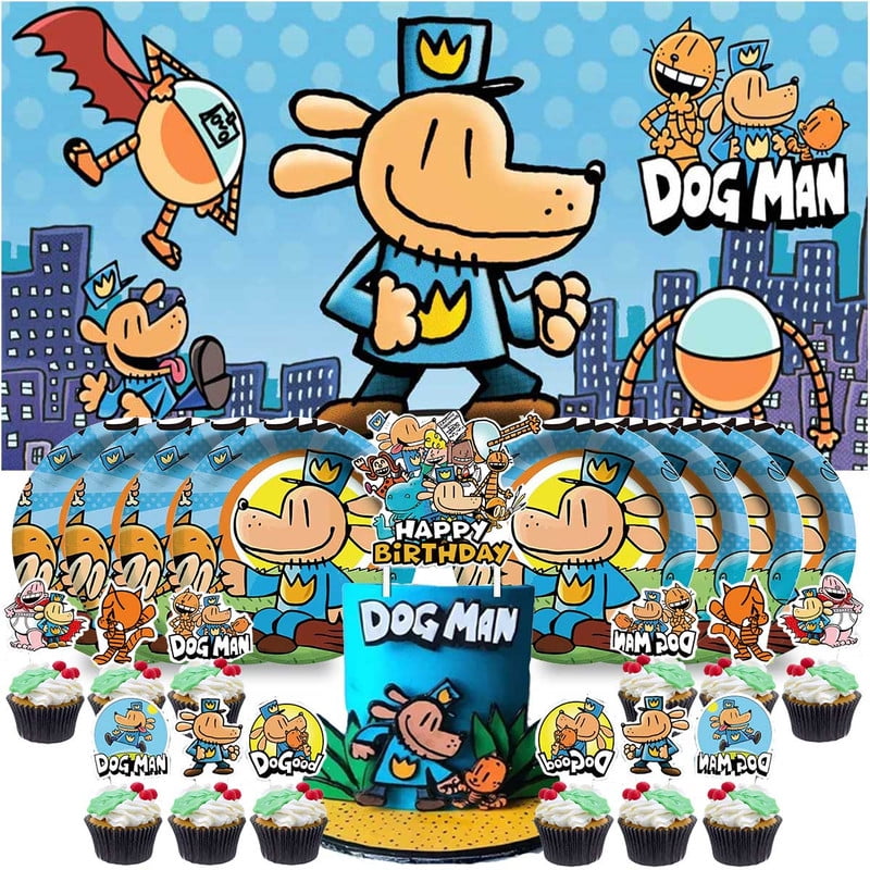 Dog Man Birthday Supplies Plates Decorations Decor Backdrop Banner Cake ...