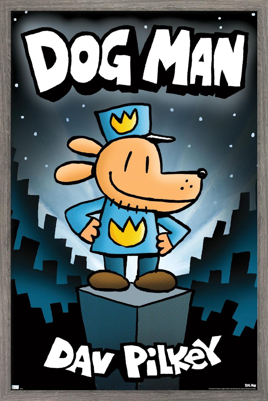 Dog Man - Book Cover (2016) Wall Poster, 14.725" x 22.375" Framed ...